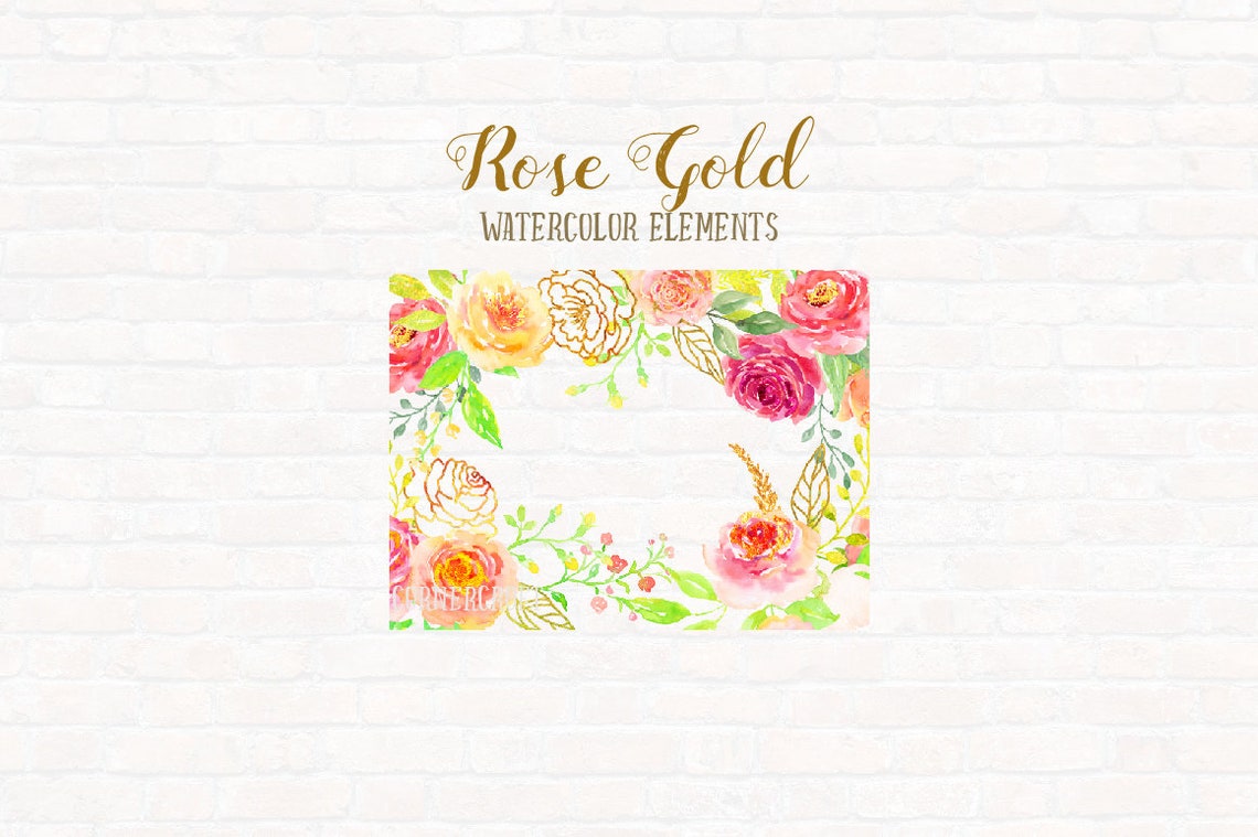 Rose Gold Watercolor Clipart, Floral Frame (digital Download) - Etsy