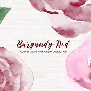 Watercolor Collection Burgundy Red for Instant Download - Etsy