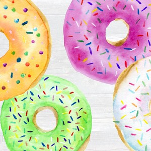 Watercolor Clipart Donut Sprinkles - Pastel Color Donuts, Chocolate ...