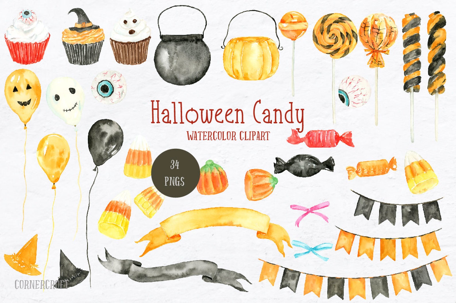 Halloween Candy Watercolor Clipart Halloween Sweets - Etsy UK