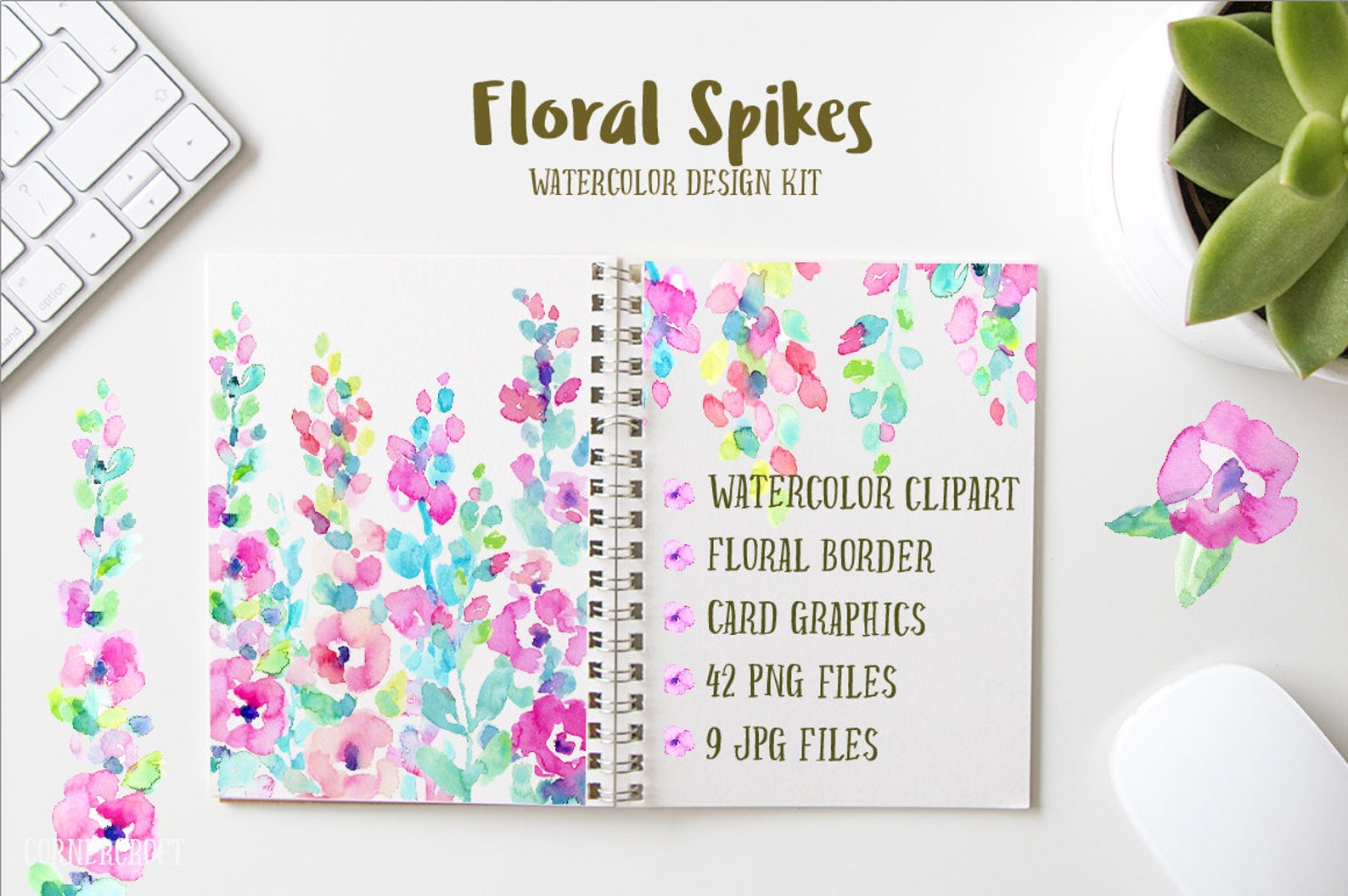 Floral Spikes Watercolor Design Kit Abstract Flower Spikes - Etsy UK