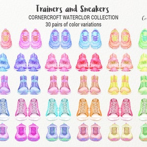 Trainers and Sneakers Collection (1/2) - Watercolor Trainer and ...