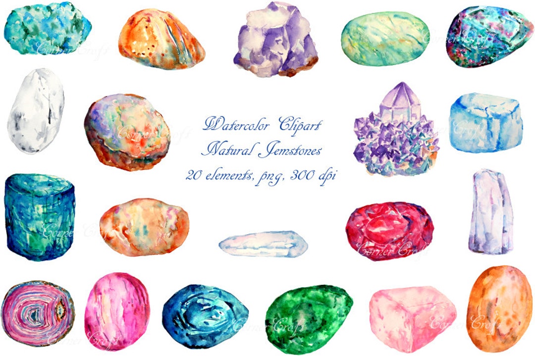 Watercolor Natural Gemstones Digital Print Instant Download - Etsy