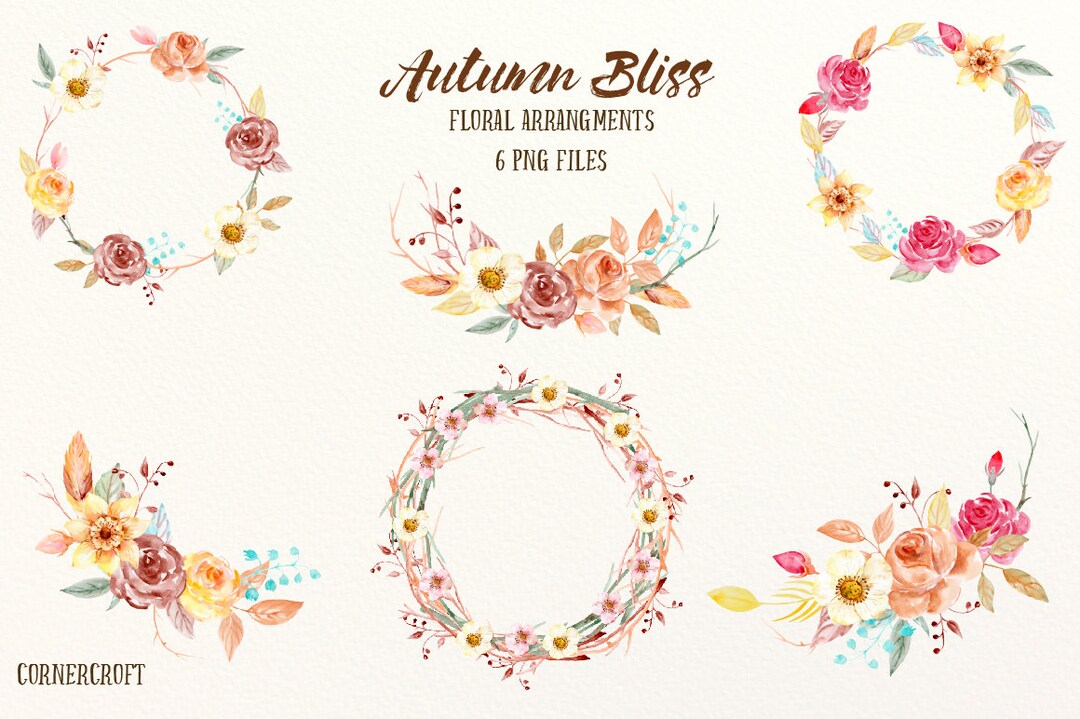 Watercolor Autumn Floral Arrangements Autumn Bliss Autumn Themed Posies ...