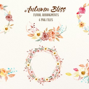 Watercolor Autumn Floral Arrangements Autumn Bliss Autumn Themed Posies ...