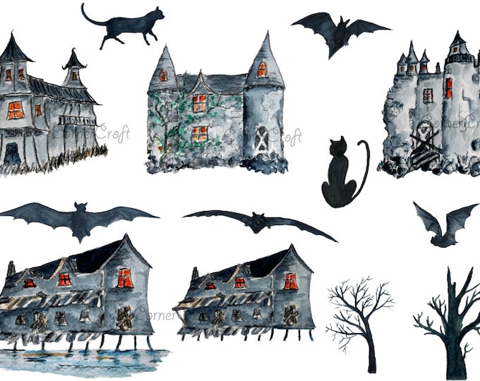 Haunted House Halloween Clip Art Set - Chirp Graphics - Etsy Canada