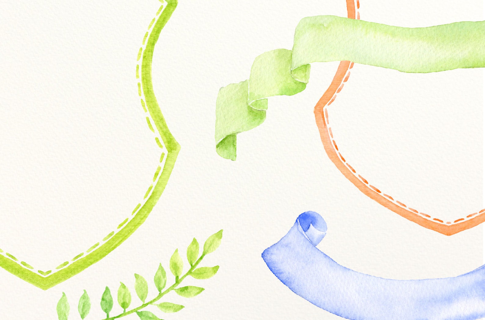 Hand Painted Watercolor Crest Frames and Ribbons for Instant - Etsy
