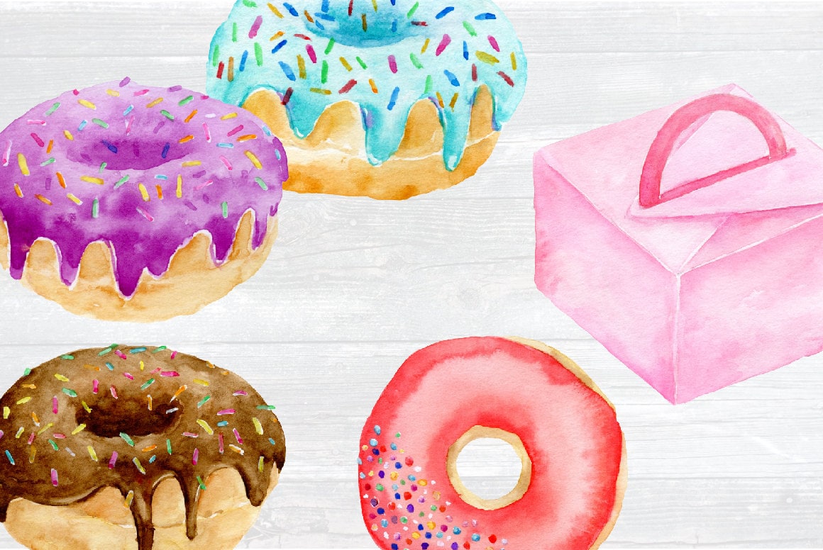 Watercolor Clipart Donut Variety Pastel Color Donuts - Etsy UK