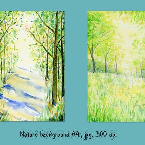 Hand Painted Watercolor Nature Background "spring" Digital Background ...