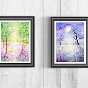Hand Painted Watercolor Nature Background "spring" Digital Background ...