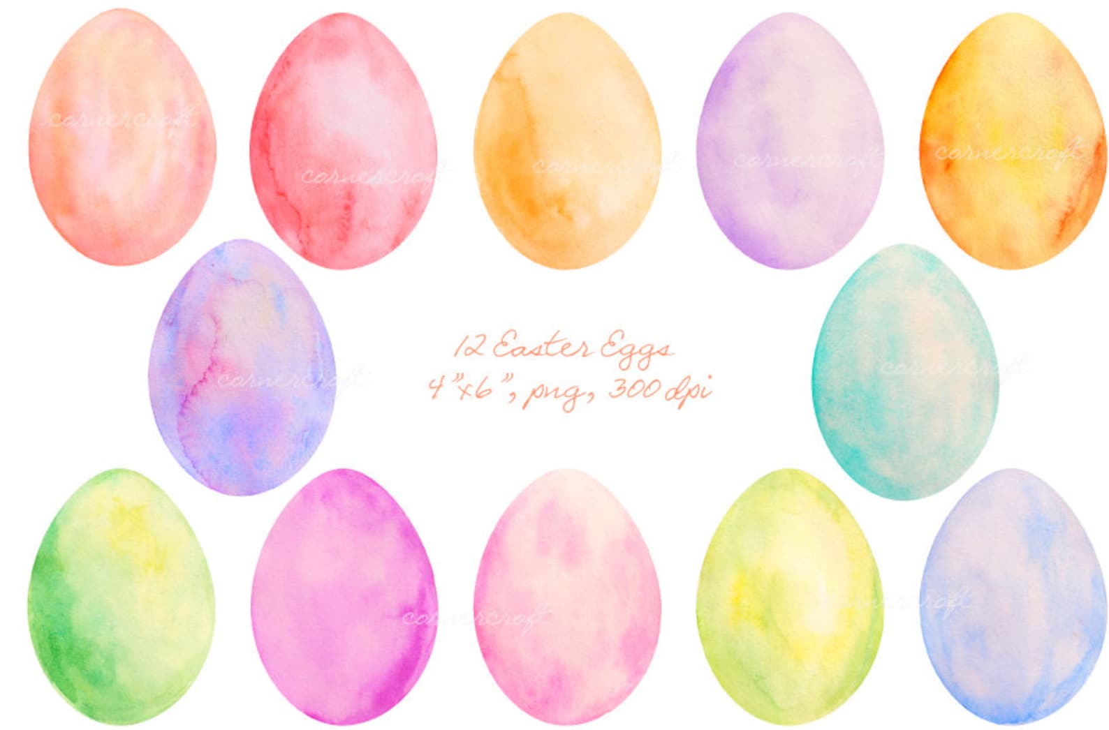 Easter Clip Art Watercolor Pastel Color Easter Eggs and - Etsy