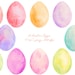 Easter Clip Art, Watercolor Pastel Color Easter Eggs and Easter Egg ...