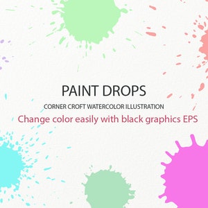 Watercolor Paint Drop Effect Digital Download Png, Svg and EPS - Etsy UK
