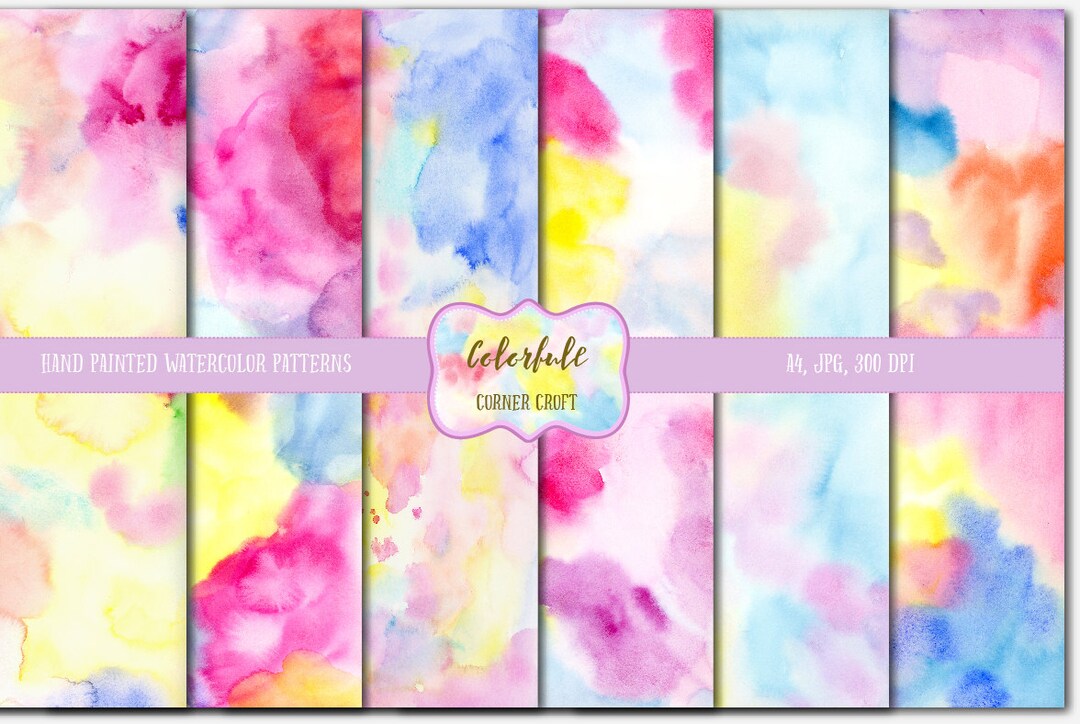 Watercolor Pattern Colorful - Watercolor Colorful Texture, A4, Digital ...