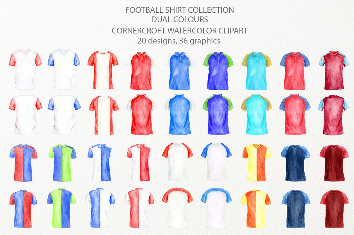 Watercolour Football Shirt Two Colors Watercolor Football - Etsy UK