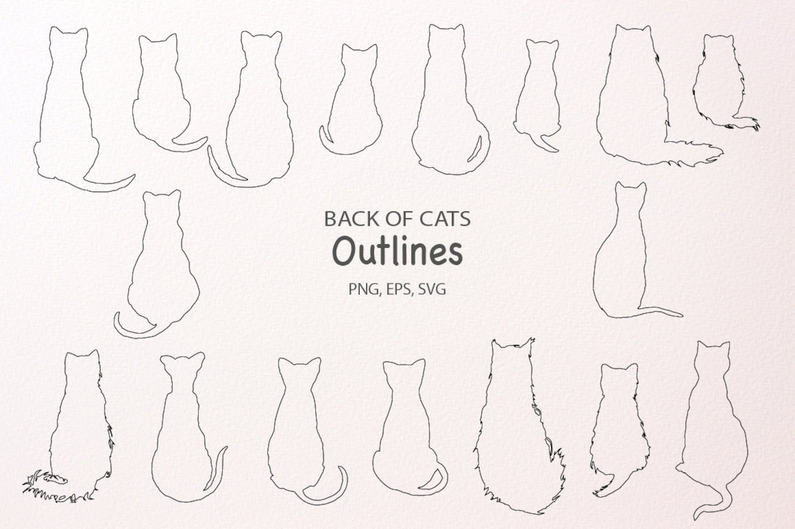 Back of Cat Silhouettes Outlines SVG Vector Instant | Etsy UK