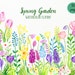 Spring Clip Art, Watercolor Clipart Spring Garden, Spring Flower Meadow ...