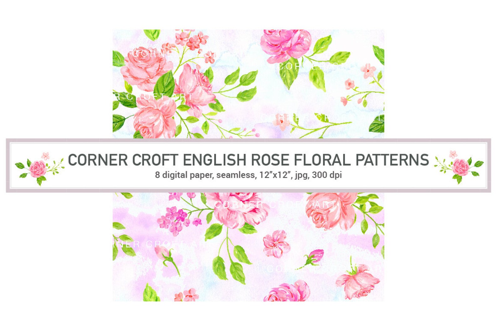 Watercolor Rose Digital Paper, Seamless Floral Patterns (digital ...