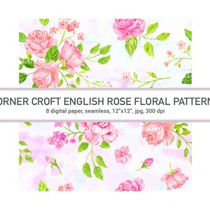 Watercolor Rose Digital Paper, Seamless Floral Patterns (digital ...
