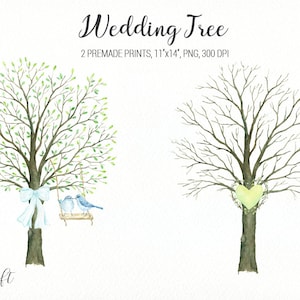 Wedding Tree Watercolor Clipart - Large Guest Signing Tree, Bare Tree ...