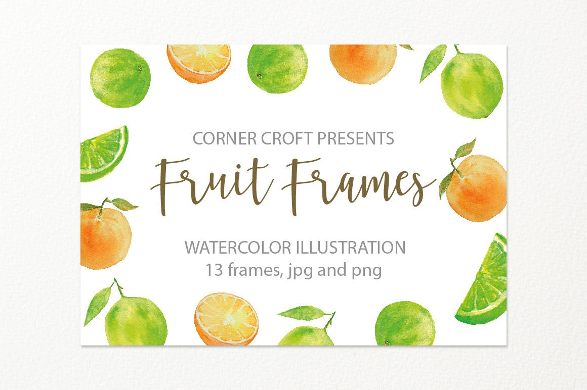Collection of Watercolor Fruit Frames A4 for Instant Download - Etsy UK