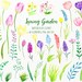 Spring Clip Art, Watercolor Clipart Spring Garden, Spring Flower Meadow ...