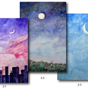 Watercolor Nature Landscape Night Woodland Background Digital Paper - Etsy