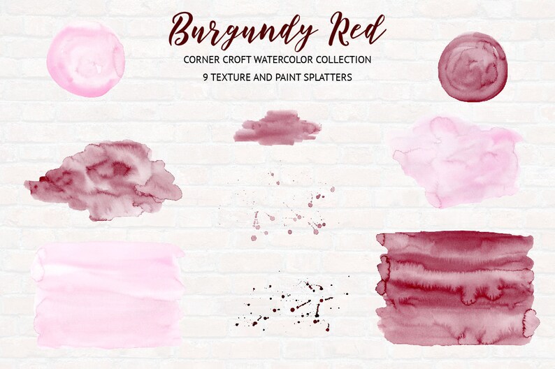 Watercolor Collection Burgundy Red for Instant Download - Etsy