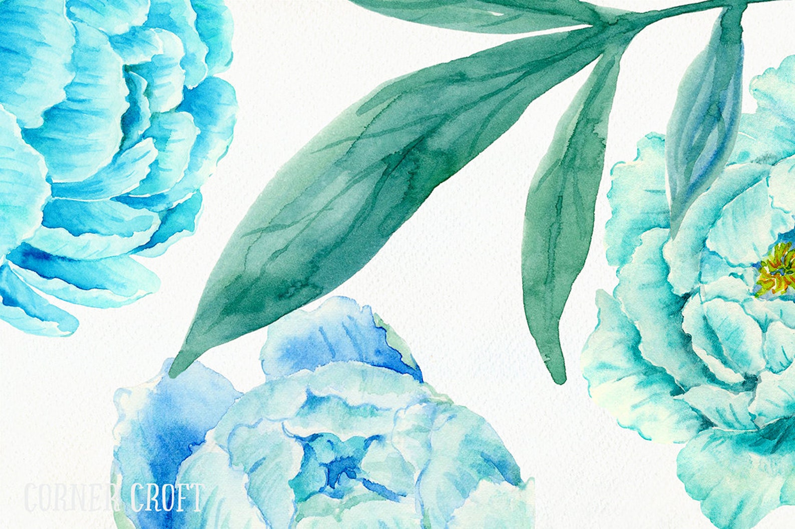 Peony Clip Art Watercolor Blue Peony Clipart Blue Peonies - Etsy UK