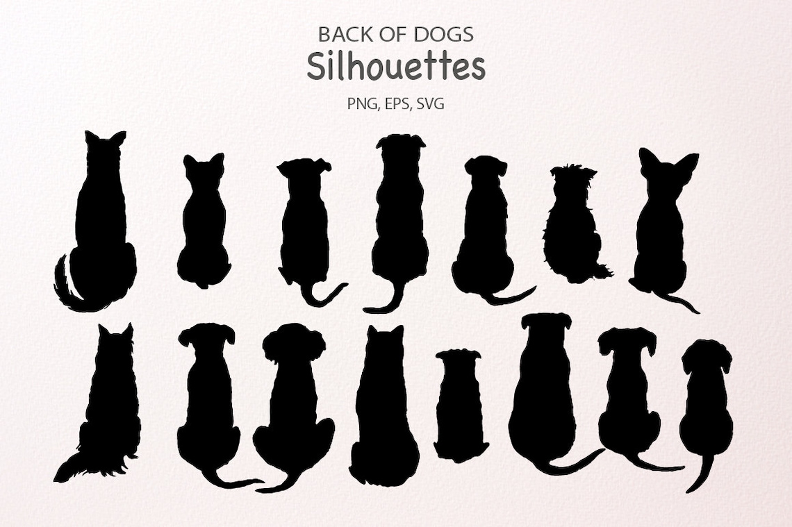 Back of Dog Silhouettes Outlines SVG Vector Instant | Etsy UK