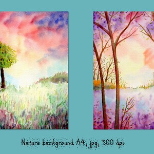 Hand Painted Watercolor Nature Background "spring" Digital Background ...