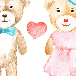 Watercolor Clipart Teddy Bear Love - Teddy Bears, Hearts and Ribbons ...