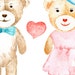 Watercolor Clipart Teddy Bear Love - Teddy Bears, Hearts and Ribbons ...