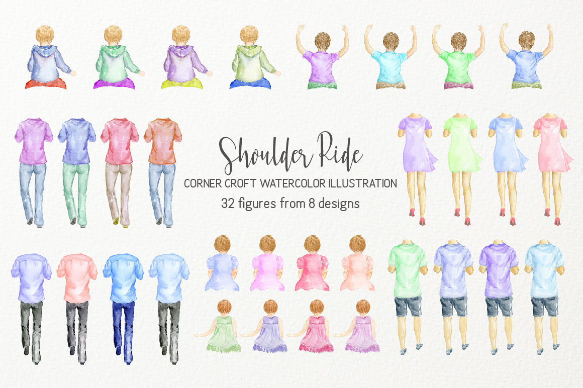 Watercolor Clipart Shoulder Ride for Instant Download - Etsy UK