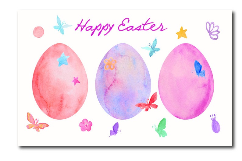 Easter Clip Art Watercolor Pastel Color Easter Eggs and - Etsy
