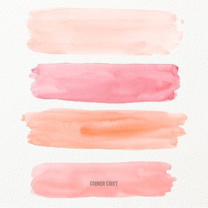 Watercolor Brush Strokes Peach and Pink - Large Peach and Pink ...