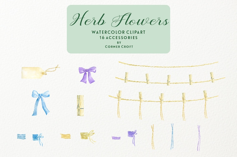 Watercolor Herb Flower Clipart, Herb Prints Collection (digital ...
