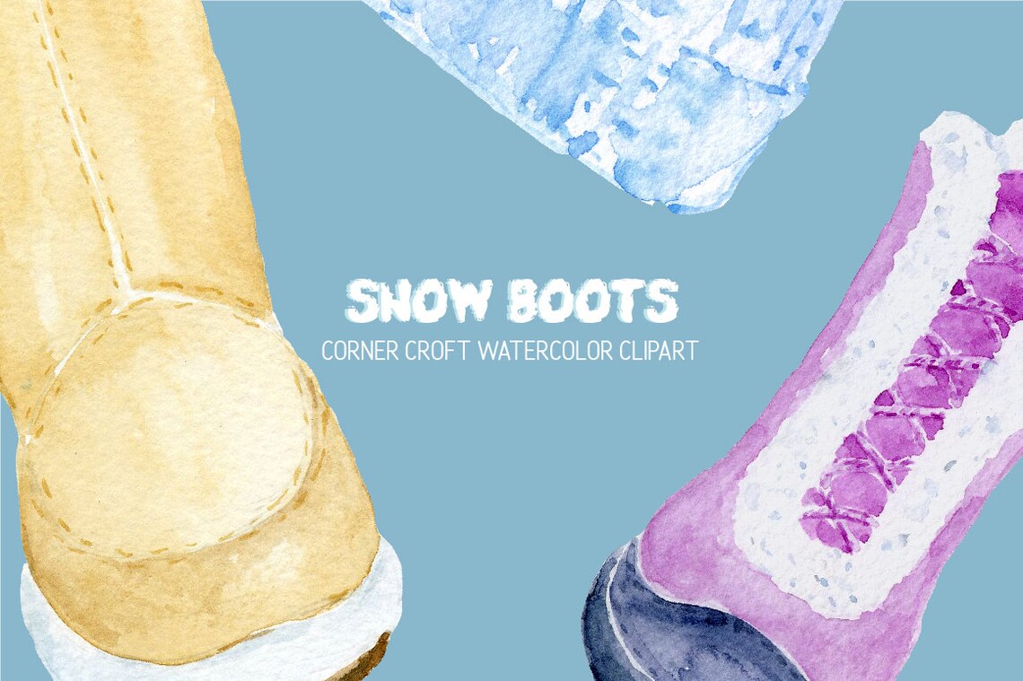 Snow Boots Clipart Watercolor Winter Boots Illustration - Etsy UK