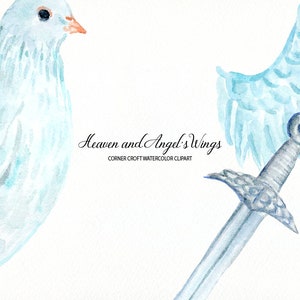 Heaven and Angel's Wings, Watercolor Clipart, Heaven, Clouds, Doves ...