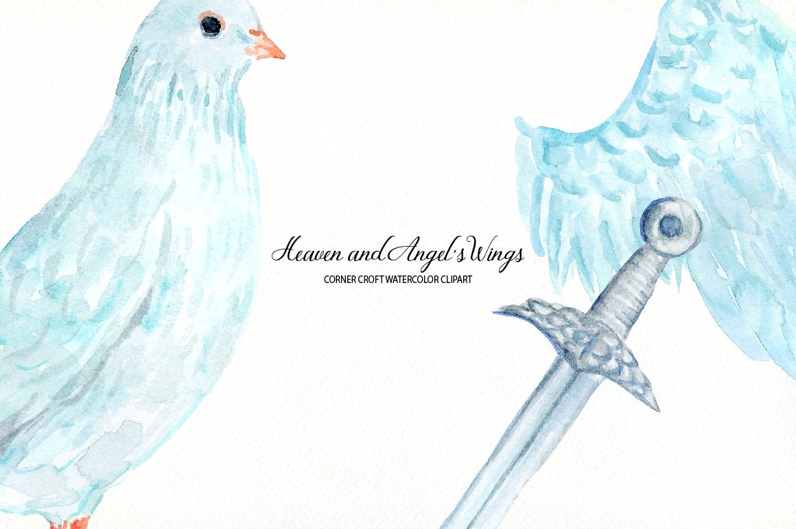Heaven and Angel's Wings Watercolor Clipart Heaven | Etsy