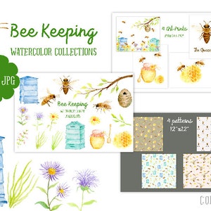 Watercolor Collection Bee Keeping - Bee Keeping Clipart, Art Prints ...