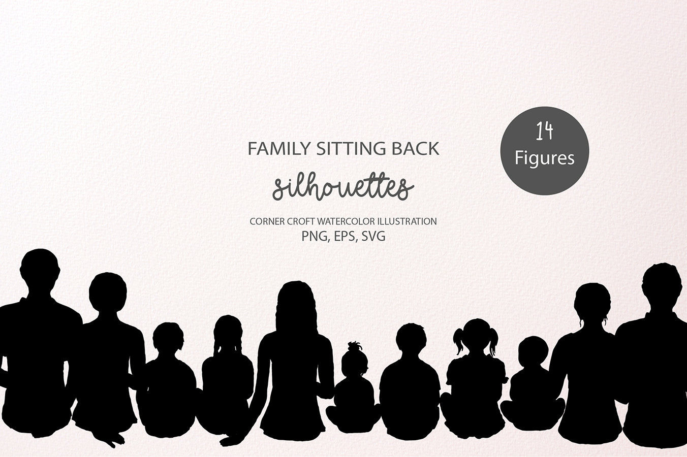 Las siluetas de Family Sitting Back delinean la descarga - Etsy España