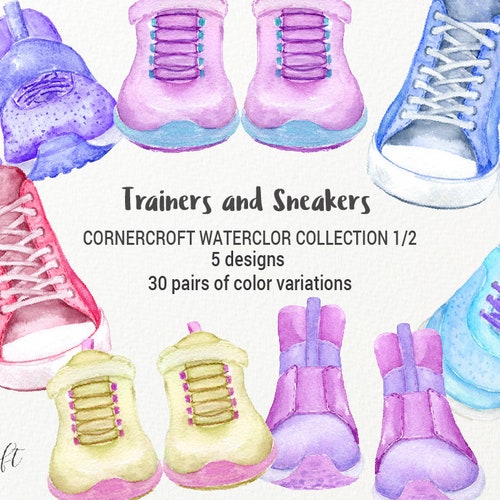 Trainers and Sneakers Collection 1/2 Watercolor Trainer | Etsy