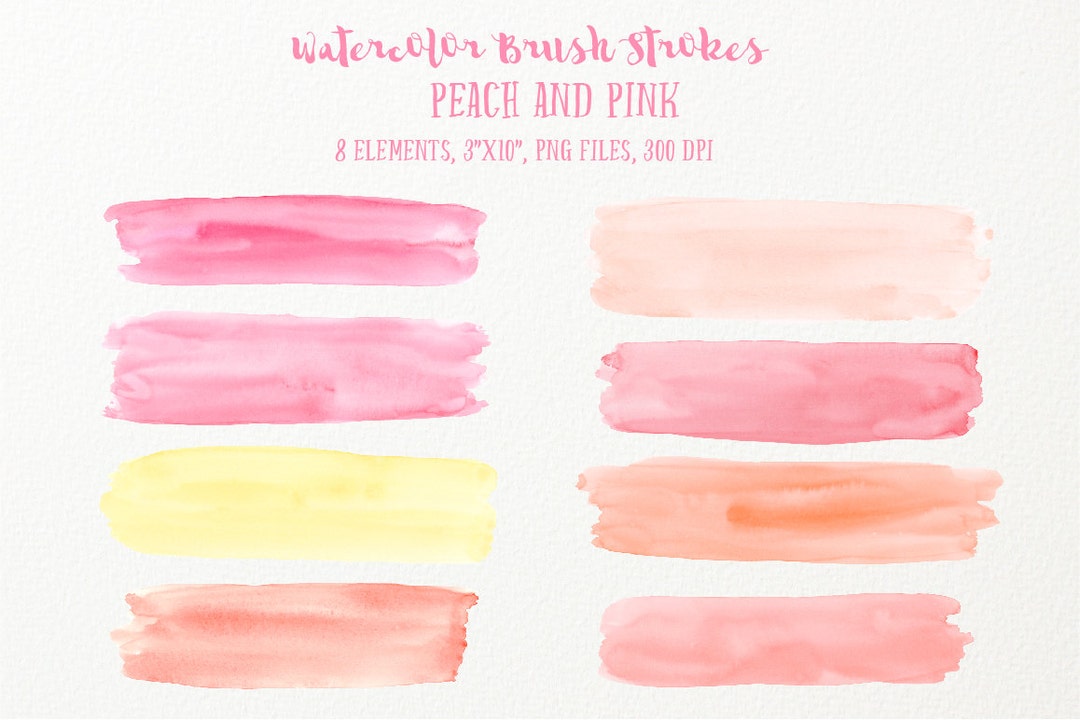 Watercolor Brush Strokes Peach and Pink - Large Peach and Pink ...