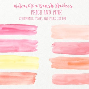 Watercolor Brush Strokes Peach and Pink - Large Peach and Pink ...