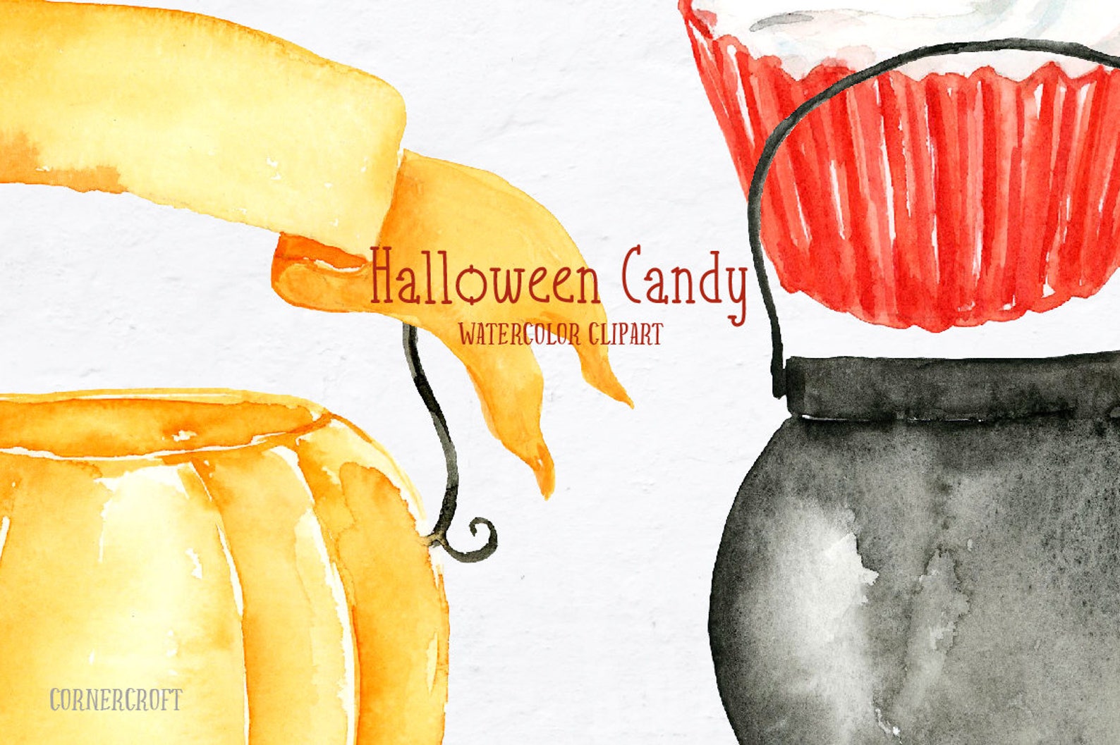 Halloween Candy Watercolor Clipart halloween sweets | Etsy