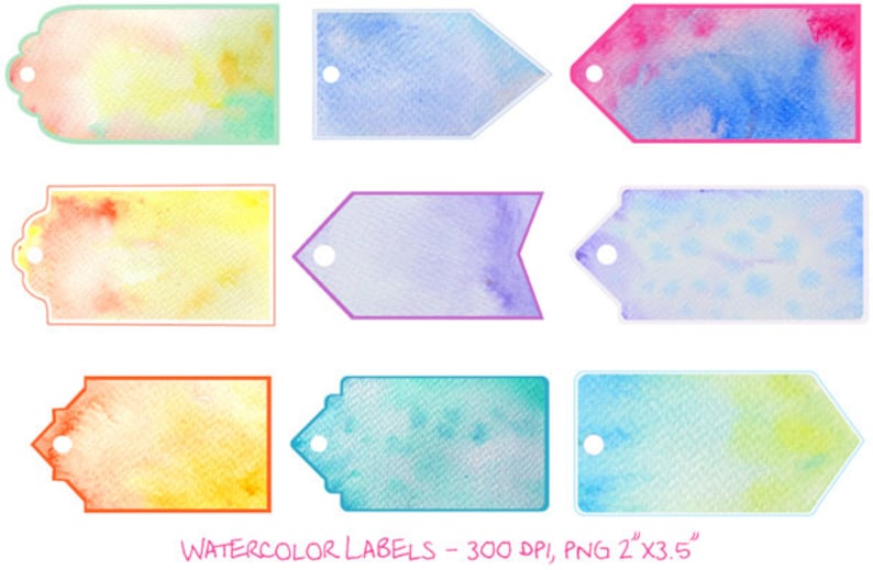 Hand Painted Watercolor Background Labels - Gift Tags, Gift Labels ...