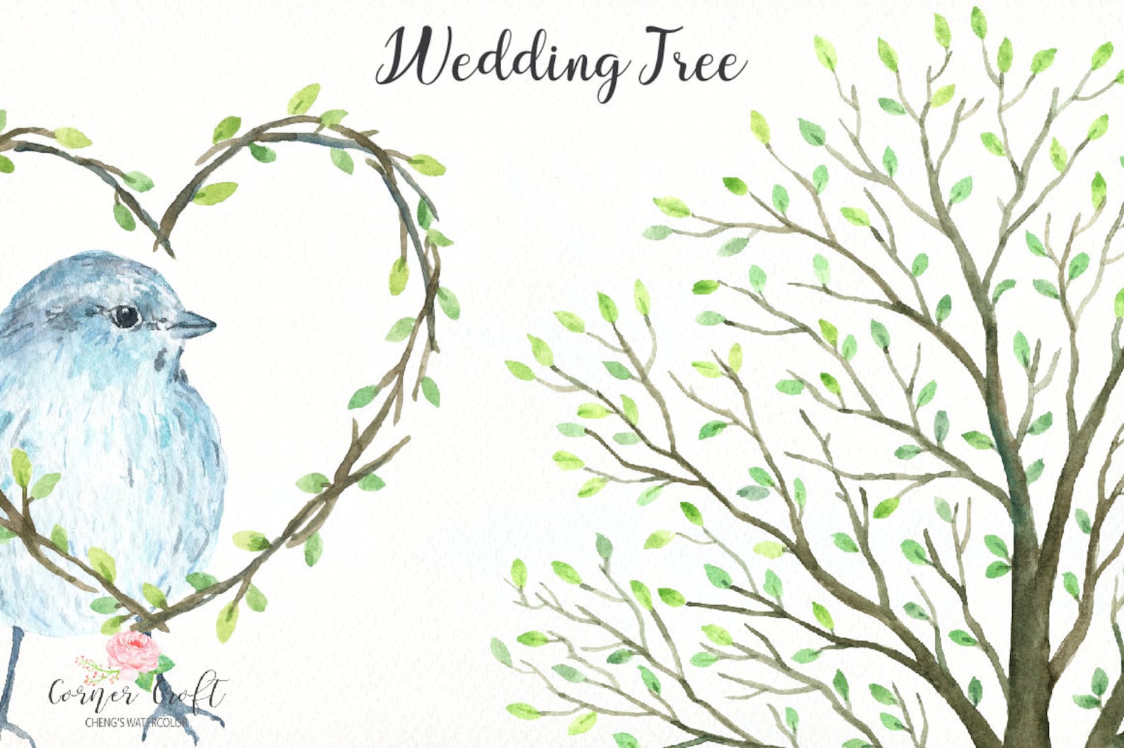 Wedding Tree Watercolor Clipart Large Guest Signing Tree - Etsy