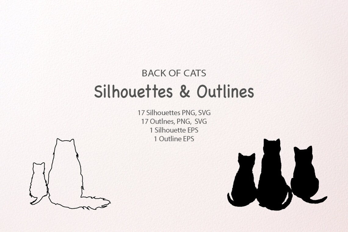 Back of Cat Silhouettes Outlines SVG Vector Instant | Etsy UK