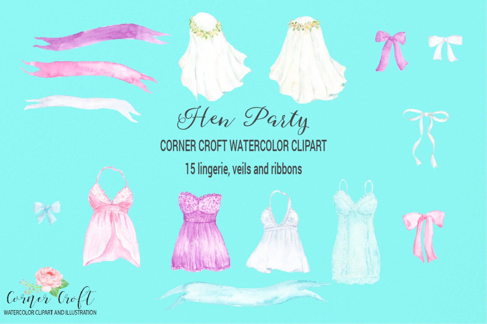 Hen Party Clipart Watercolor Hen Do Illustration Tiara - Etsy